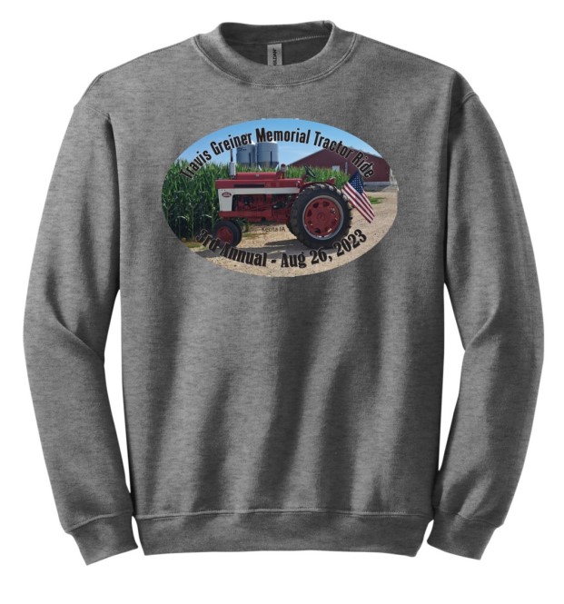 Gildan Crewneck Sweatshirt with Travis Greiner Memorial Ride 2023 Printing